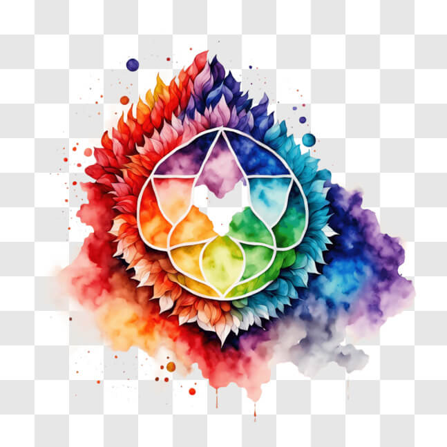 Download Colorful Flower Chakra Symbol on Abstract Black Background ...