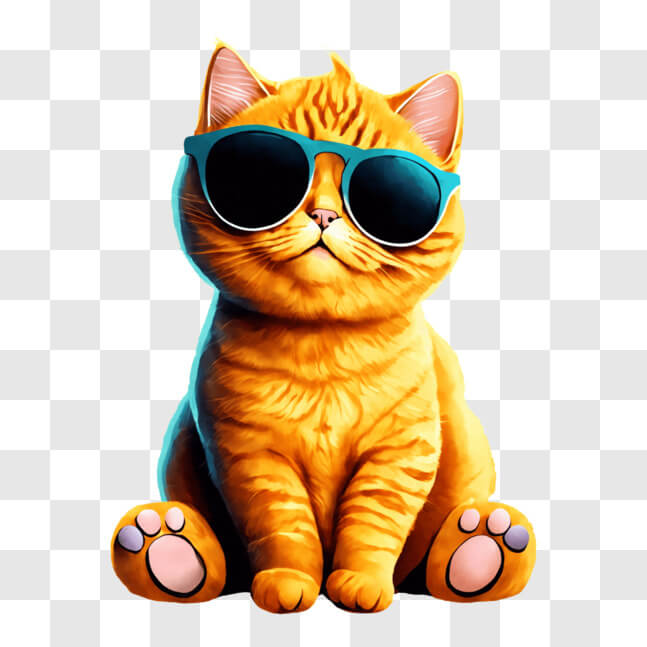 Download Cool Orange Cat with Sunglasses PNGs Online - Creative Fabrica