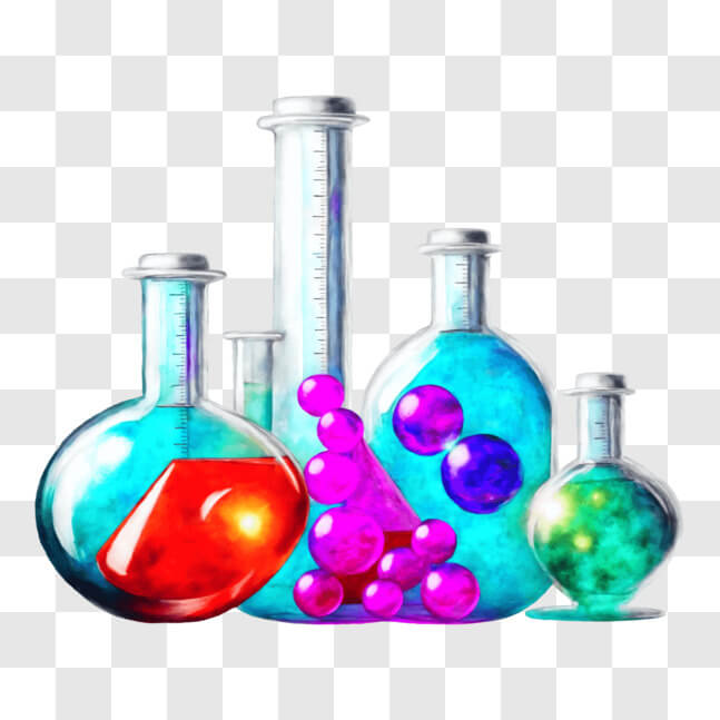 Download Colorful Chemistry - Beakers and Balls in a Science Lab PNGs ...