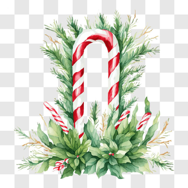 Baixe Bengala doce vermelha com folhagem para decoração de Natal PNGs ...