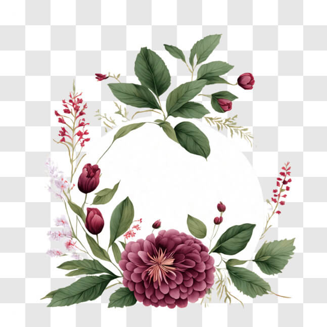 Download Circular Flower Frame with Dahlias, Carnations, and Geraniums ...