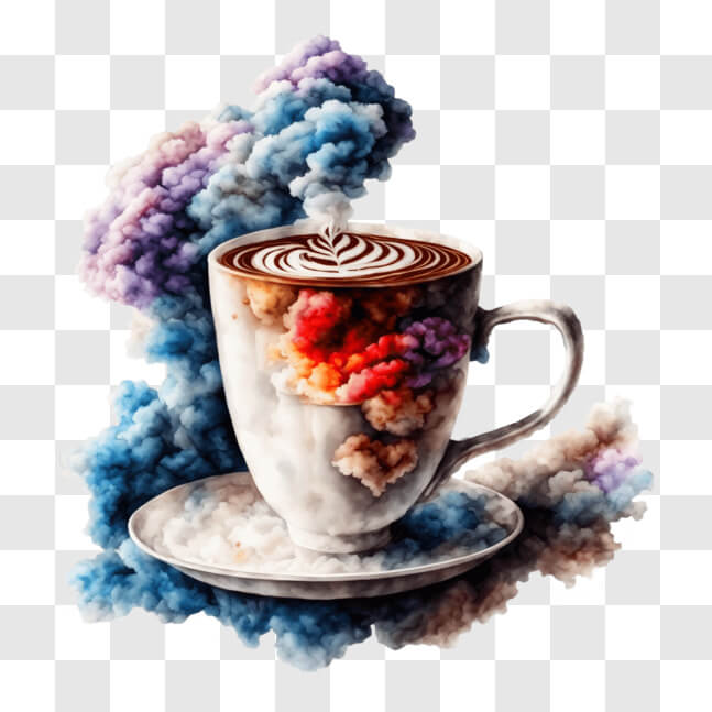 Download Colorful Coffee Cup with Smoke PNGs Online - Creative Fabrica
