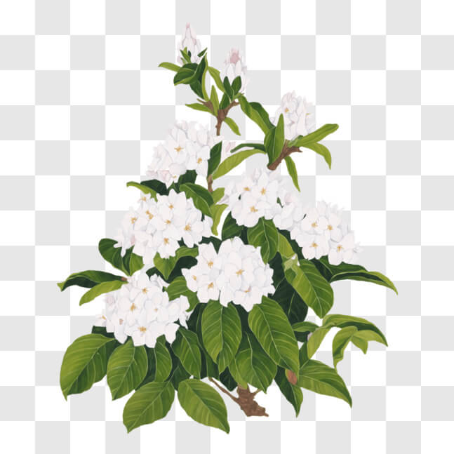 Download White Azalea Flowers with Green Leaves PNGs Online - Creative ...