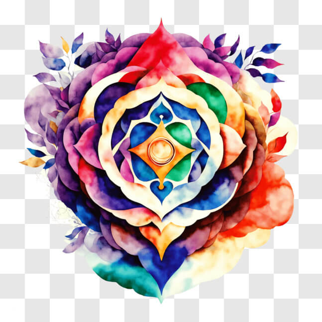 Download Abstract Flower Design Painting representing the Seven Chakras ...