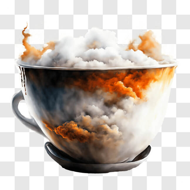 Download Coffee Cup with Smoke and Orange Flame PNGs Online - Creative ...