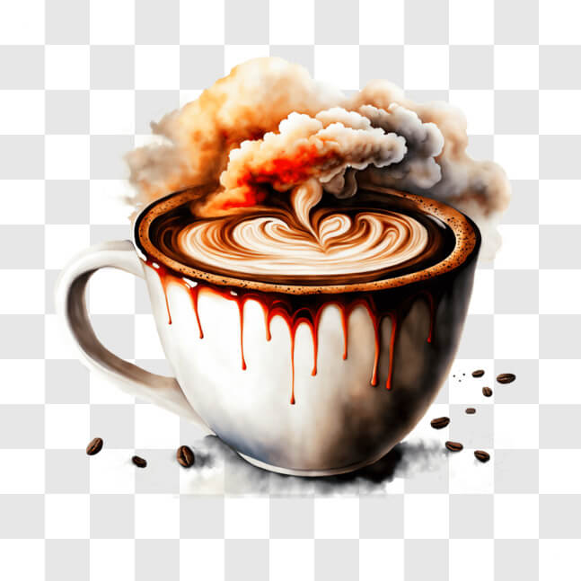 Download Hot Coffee with Smoke and Steam PNGs Online - Creative Fabrica