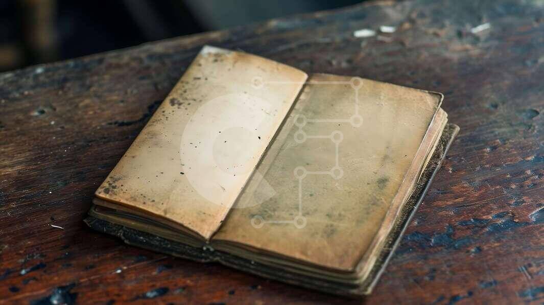 Vintage Book on Wooden Table stock photo | Creative Fabrica