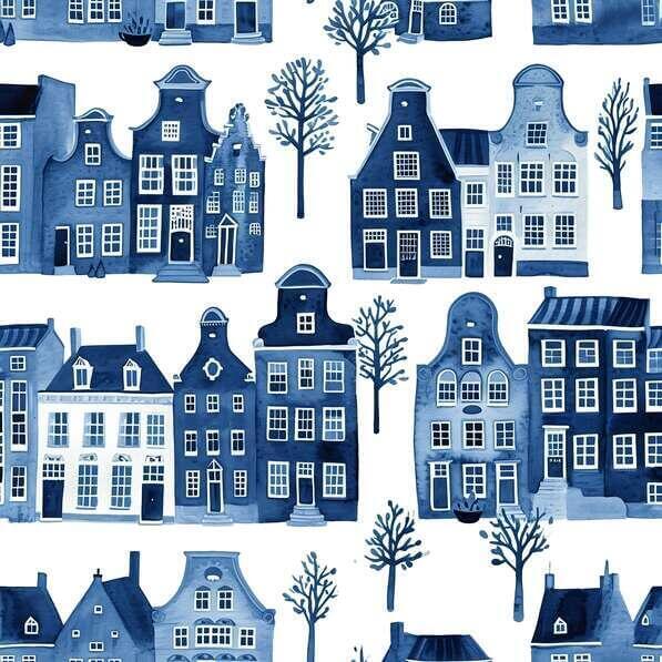 Download Seamless Pattern of Colorful Houses and Trees Patterns Online ...