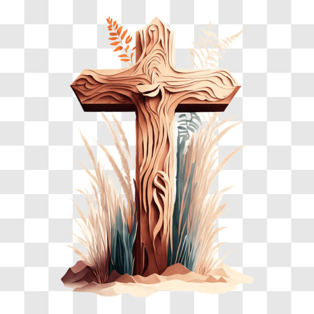 Download Wooden Cross in Tall Grass PNGs Online - Creative Fabrica