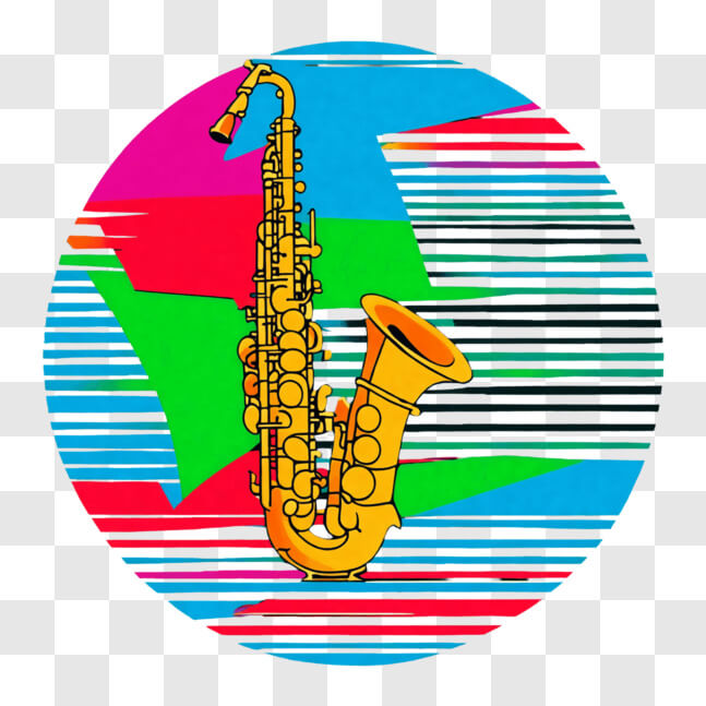 Download Yellow Saxophone in Abstract Colorful Circle PNGs Online ...