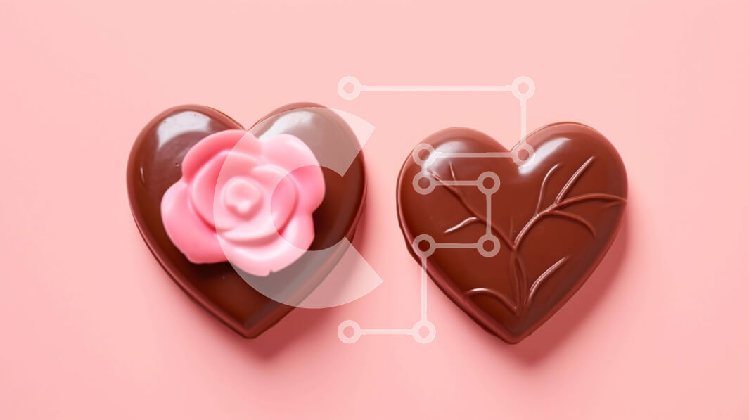 Valentine's Day Heart-shaped Chocolates with Roses on Pink Background ...
