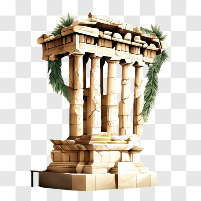 Download Ancient Greek Column Statue with Greenery PNGs Online ...