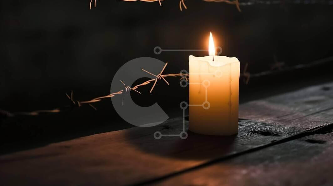 Single Candle and Barbed Wire stock photo | Creative Fabrica