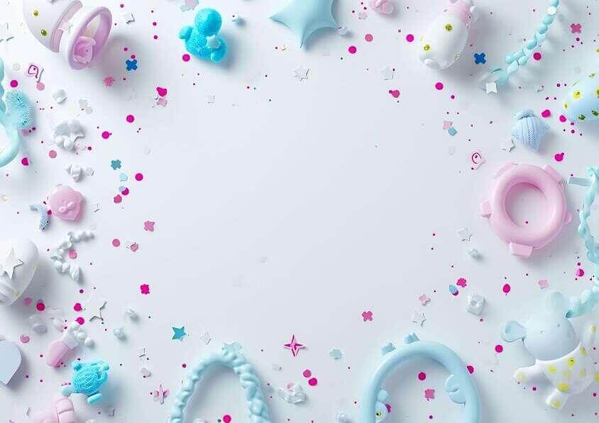 Download Colorful Baby Items on White Background Backgrounds Online ...