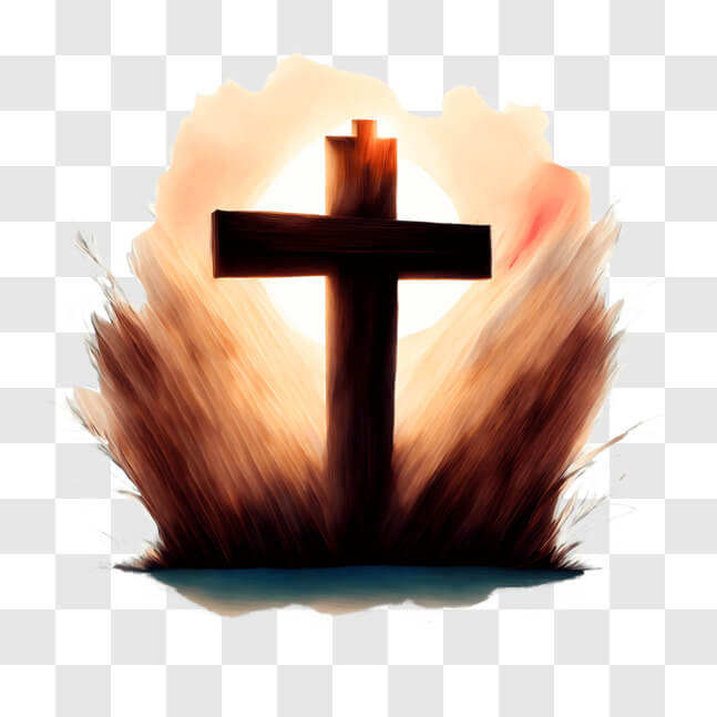 Download Wooden Cross in Grass with Rising Sun PNGs Online - Creative ...