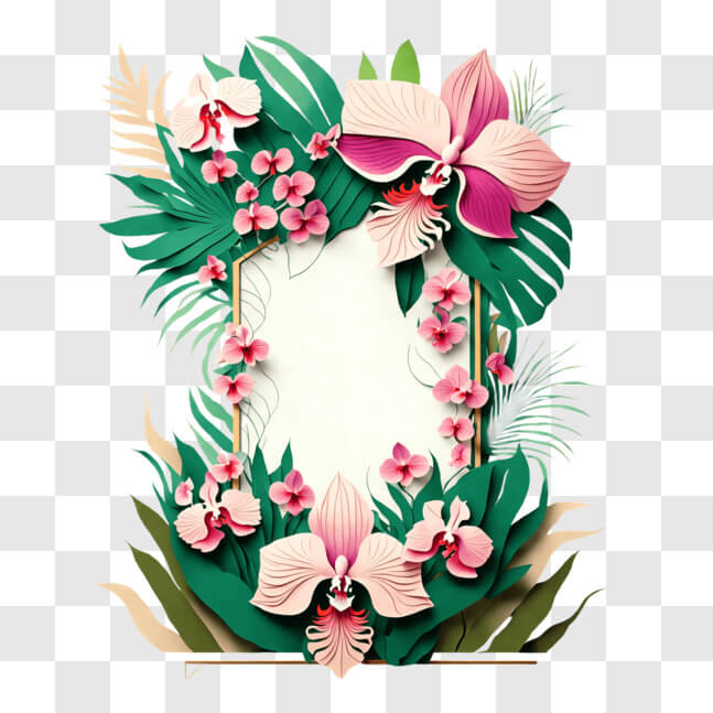 Download Pink Orchid Decorated Paper Frame for Personal Memorabilia ...