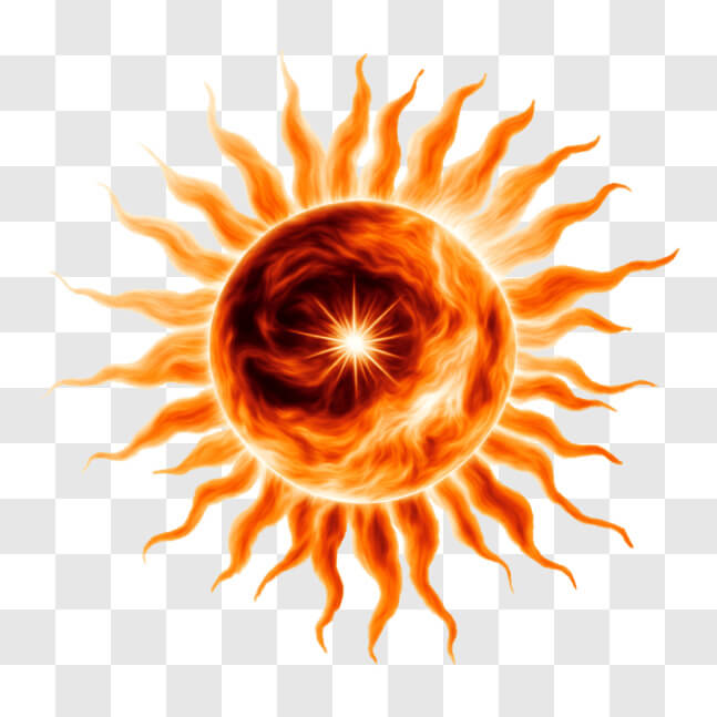 Download Fiery Sun Illustration on Black Background PNGs Online ...