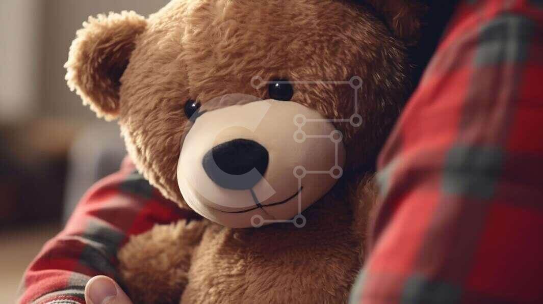 Happy Moment with a Brown Teddy Bear stock photo | Creative Fabrica