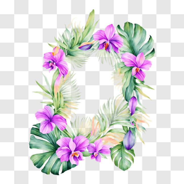Download Purple Orchid Wreath in Shape of Letter Q PNGs Online ...