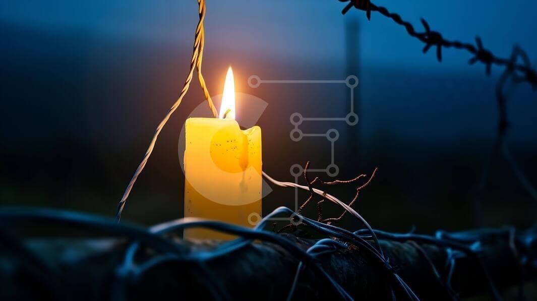 Single Candle on Barbed Wire - Symbolism and Meaning stock photo ...