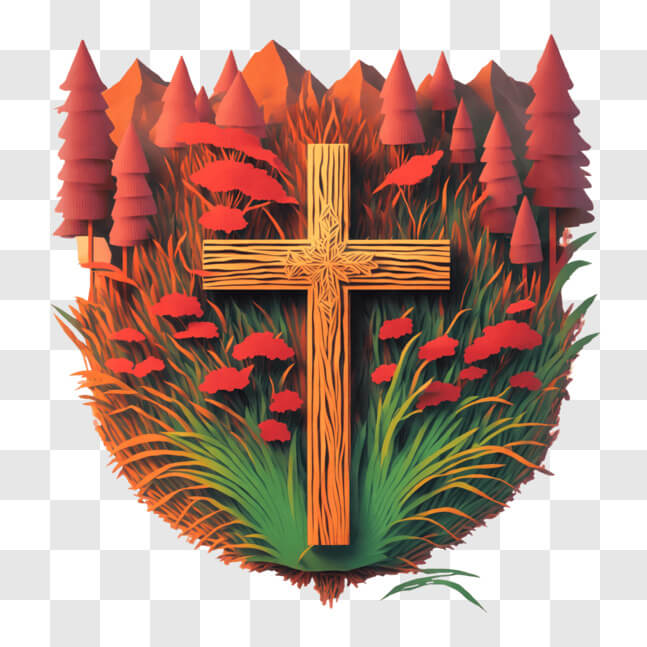 Download Wooden Cross in a Natural Setting PNGs Online - Creative Fabrica