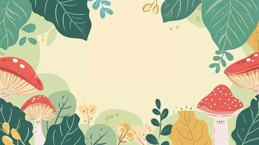 Download Colorful Nature Frame with Mushrooms, Leaves, and Flowers ...