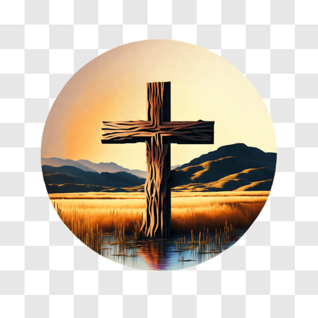 Download Wooden Cross in the Mountains PNGs Online - Creative Fabrica