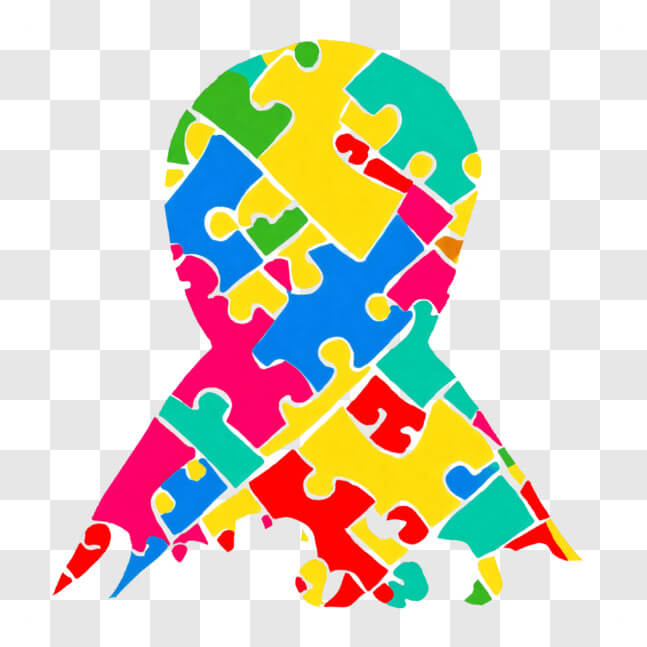 Download Colorful Puzzle Piece for Autism Awareness Ribbon PNGs Online ...