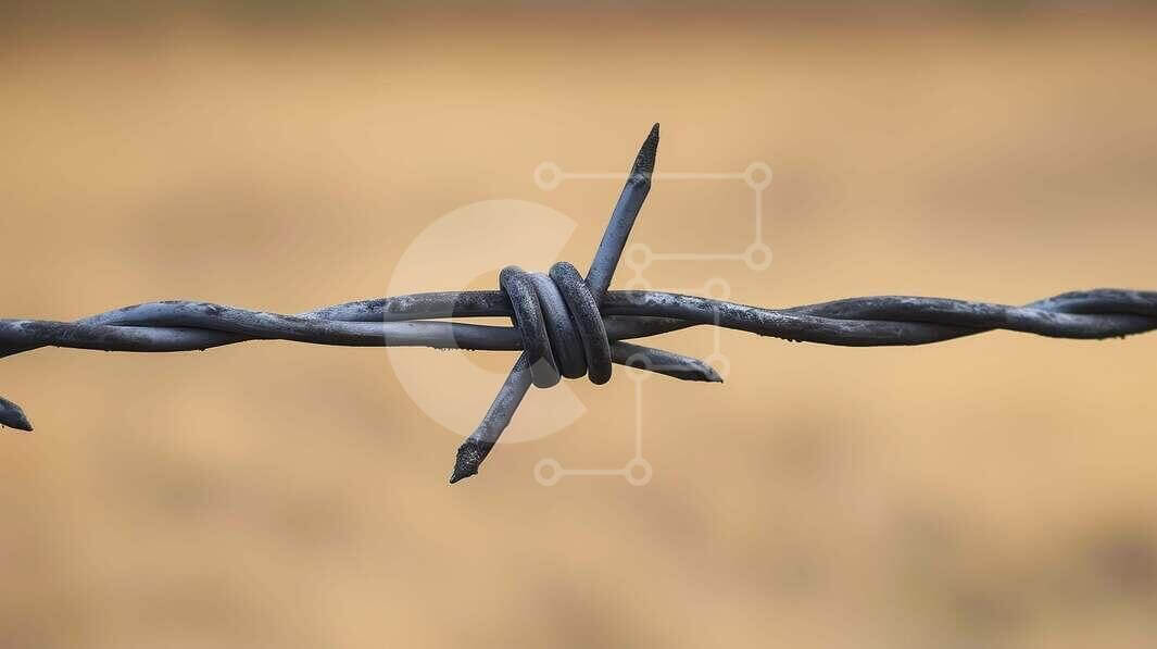 Barbed Wire Fence for Security and Safety stock photo | Creative Fabrica