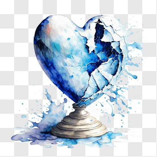 Download Abstract Broken Heart Artwork in Blue and Purple PNG Online ...