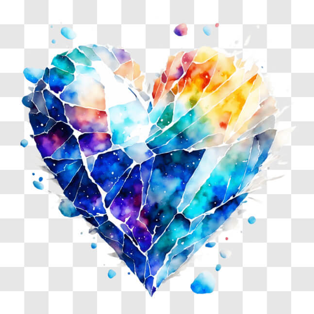 Download Colorful Broken Glass Heart Artwork PNGs Online - Creative Fabrica