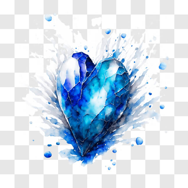 Download Heart-Shaped Blue Crystal with Water Splashes PNGs Online ...