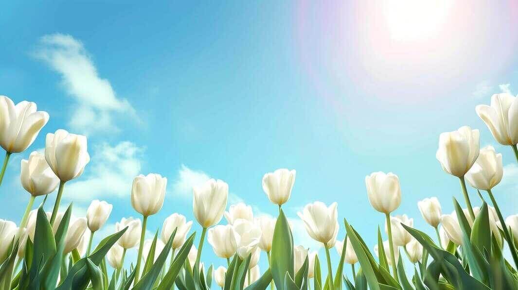 Download Field of White Tulips in Springtime with Bright Sunshine ...