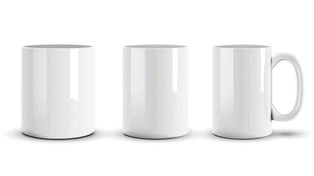 Download Three White Coffee Mugs Mock-ups on White Background Mockups ...