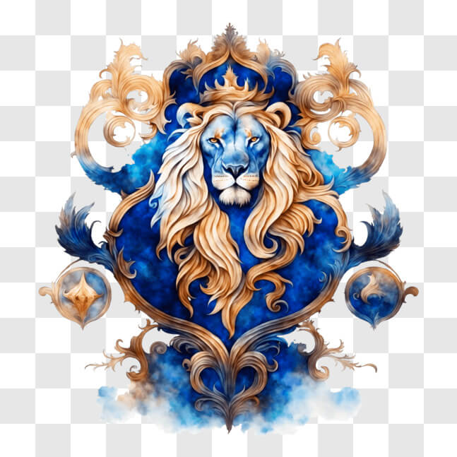 Download Blue and Gold Lion with Ornate Crown - King of Beasts ...