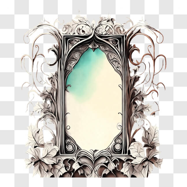 Download Ornate Gothic Style Decorative Frame with Vines and Flowers on ...