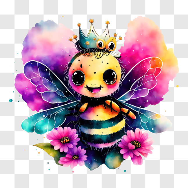 Download Cute Cartoon Bee with Colorful Flowers and Motivational Text ...