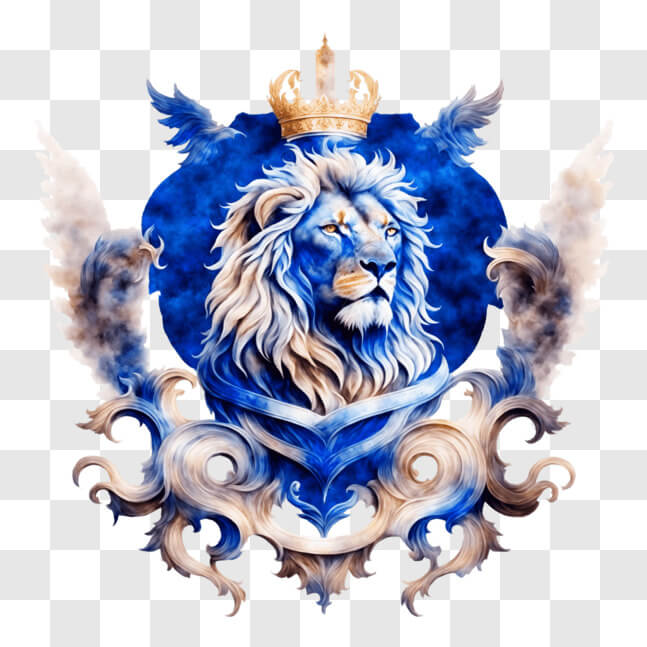 Download Blue Lion with Wings and Crowns Emblem PNGs Online - Creative ...