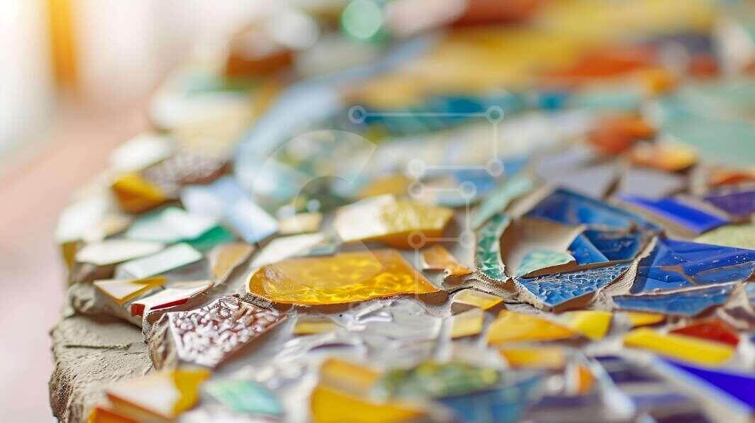 Vibrant Mosaic Art with Broken Glass and Stones stock photo | Creative ...