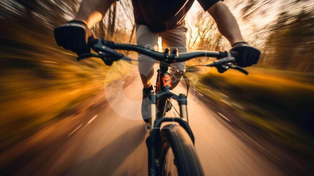 Exploring Nature: Riding Bicycle in the Woods stock photo | Creative ...