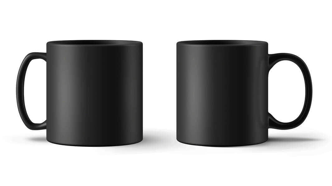 Download Two Black Coffee Mugs on White Background Mockups Online ...