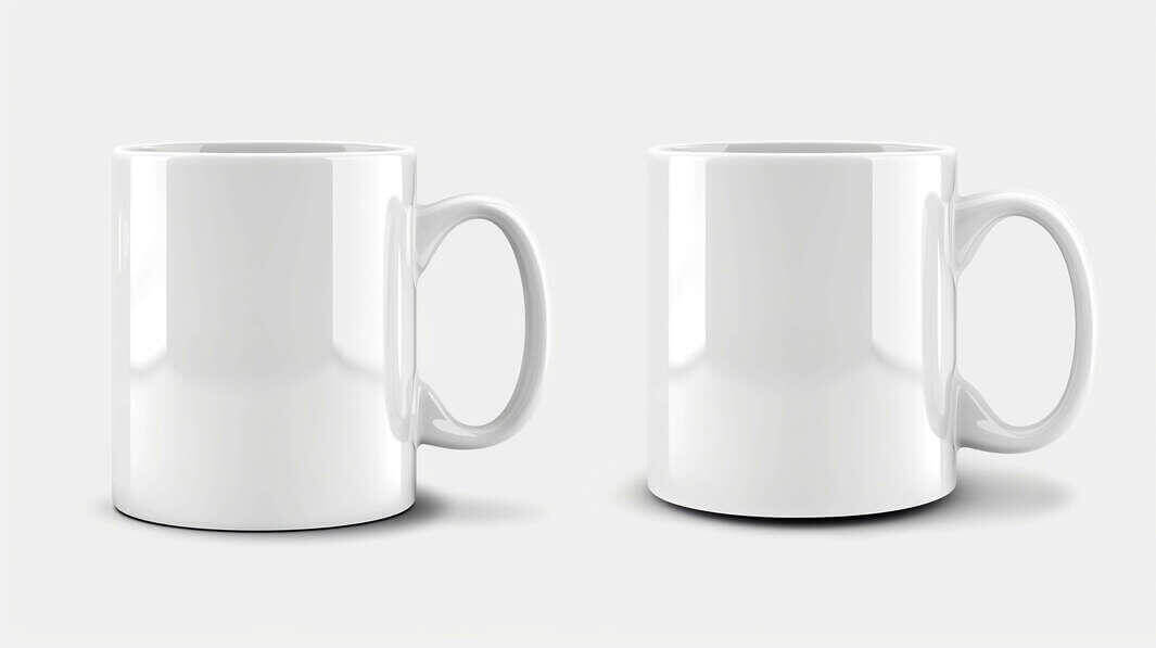 Download Two White Coffee Mugs on White Background Mockup Mockups ...
