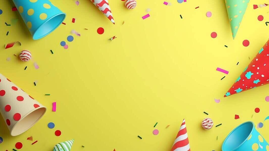 Download Colorful Party Background with Hats and Confetti Backgrounds ...