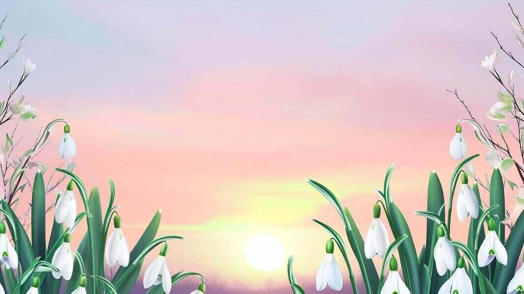 Download Sunset Behind Snowdrops in a Field Backgrounds Online ...