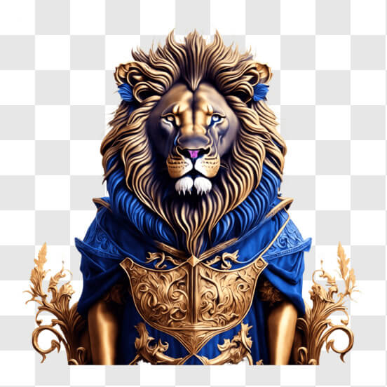 Download Blue and Gold Lion in Ornate Frame Artwork PNGs Online ...
