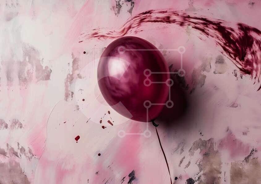 Red Balloon with Dripping Blood on Abstract Pink Background stock photo ...