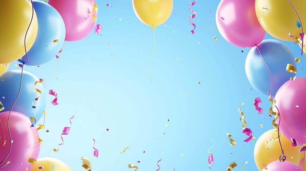 Download Colorful Balloons and Confetti in the Blue Sky Backgrounds ...