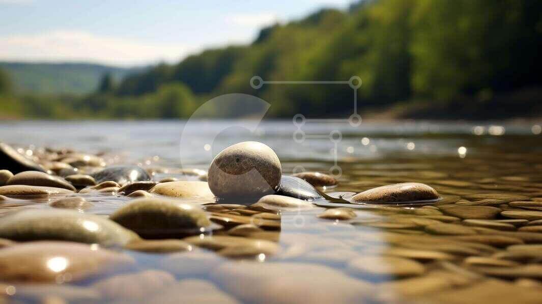 Rock in Water Ecosystem stock photo | Creative Fabrica