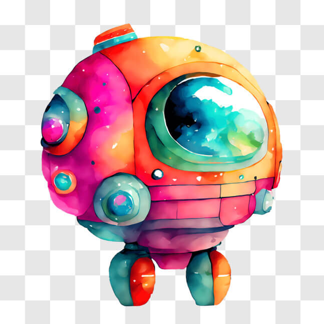 Download Colorful Robot Floating in Space PNGs Online - Creative Fabrica