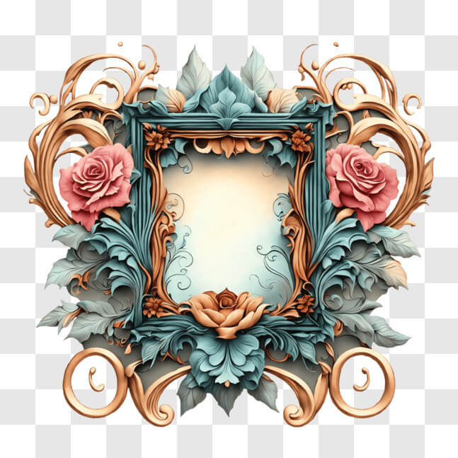 Download Ornate Floral Picture Frame on Black Background PNGs Online ...